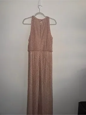 Adrianna Papell | Dresses | Adrianna Papell Art Deco Beaded Halter ...